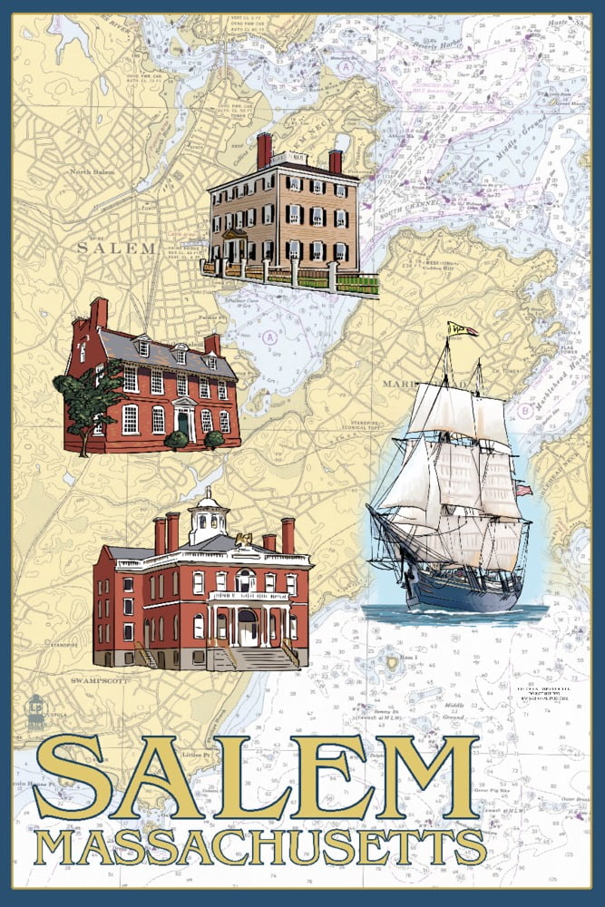 Salem, Massachusetts, Nautical Chart (36x54 Giclee Gallery Art Print ...