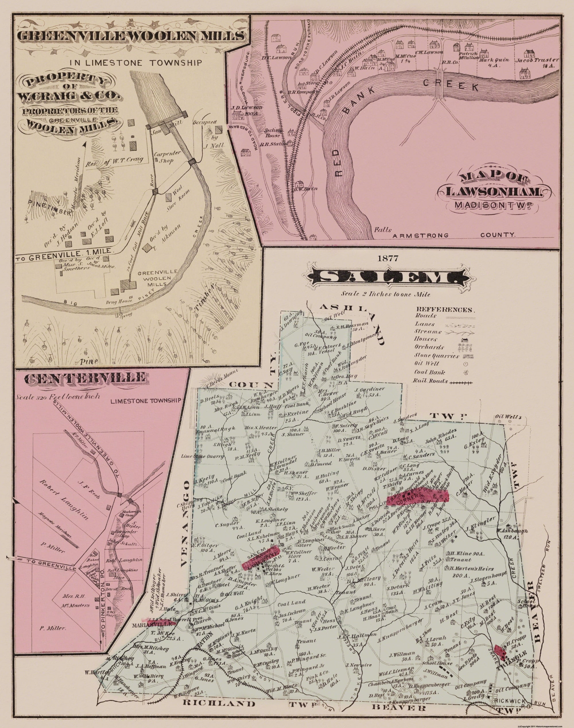 Historic City Map - Salem Pennsylvania - Caldwell 1877 - 23 x 29.19 ...