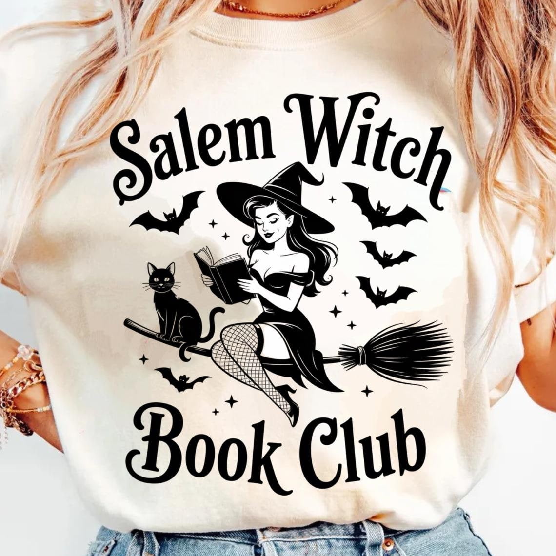 Salem Witch Book Club ,Retro Witch Reading Clipart,Sublimation Design ...