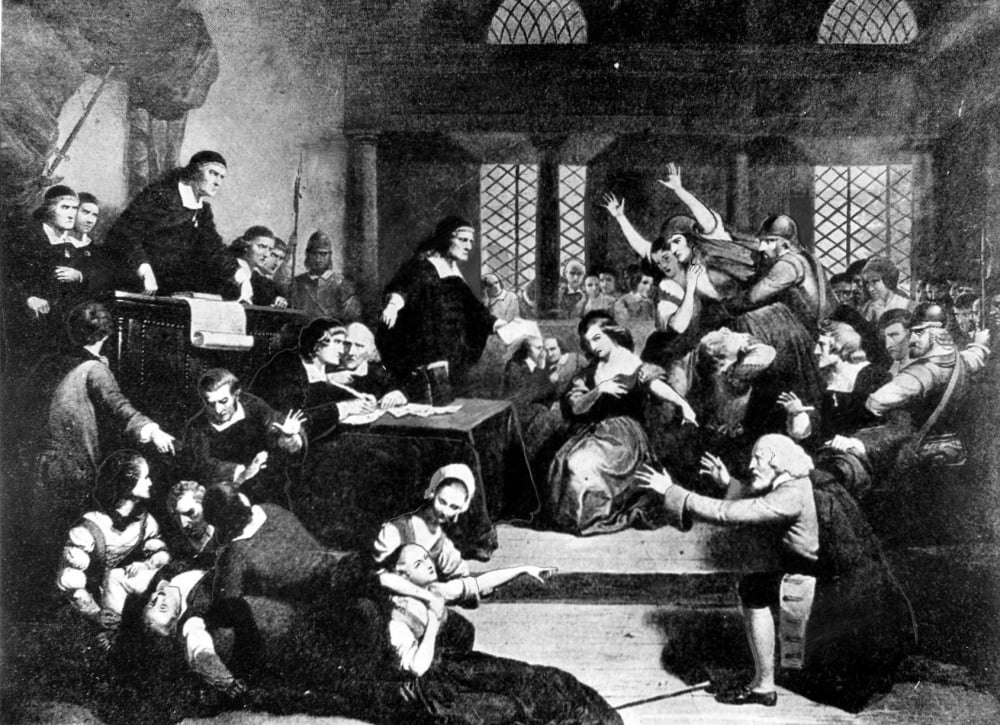 Salem Witch Trial-Painting Depicting A Scene In A Courtroom During The ...