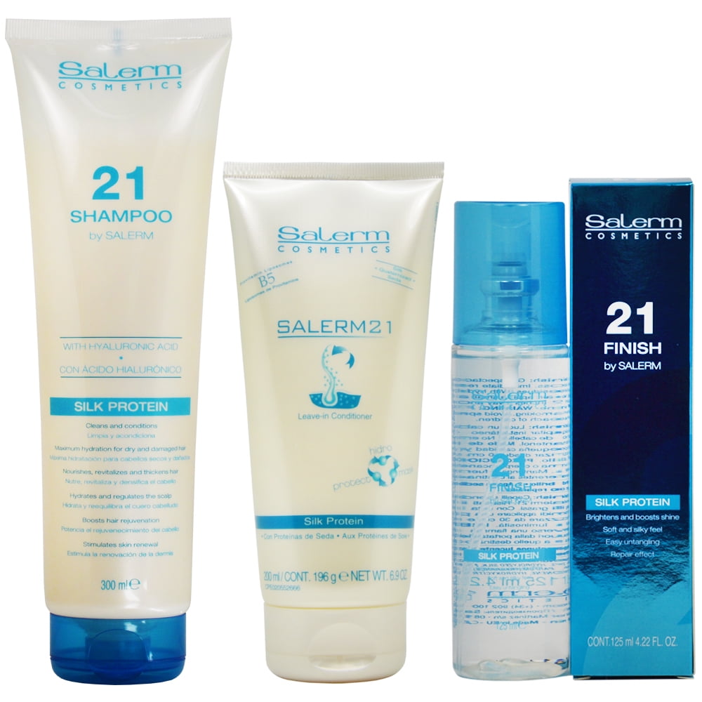 Salerm 21 Shampoo 10.8oz + Leave In Conditioner 6.9oz + Finish Spray 4 ...