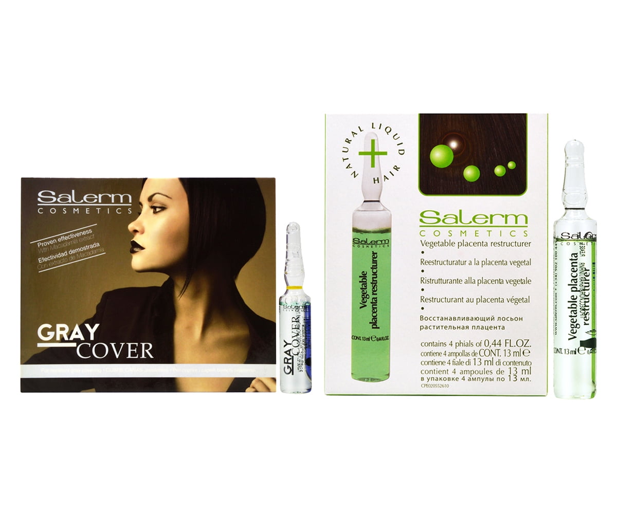 Salerm Gray Cover 0.17 * 12amp + Vegatable Placenta Vials 4*0.44oz ...