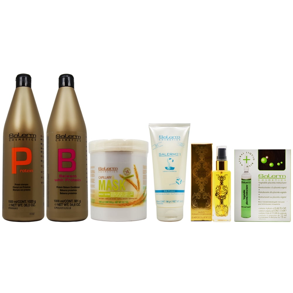 Salerm Vegetable Protein Shampoo and Conditioner Set, 6 Pieces, Big ...