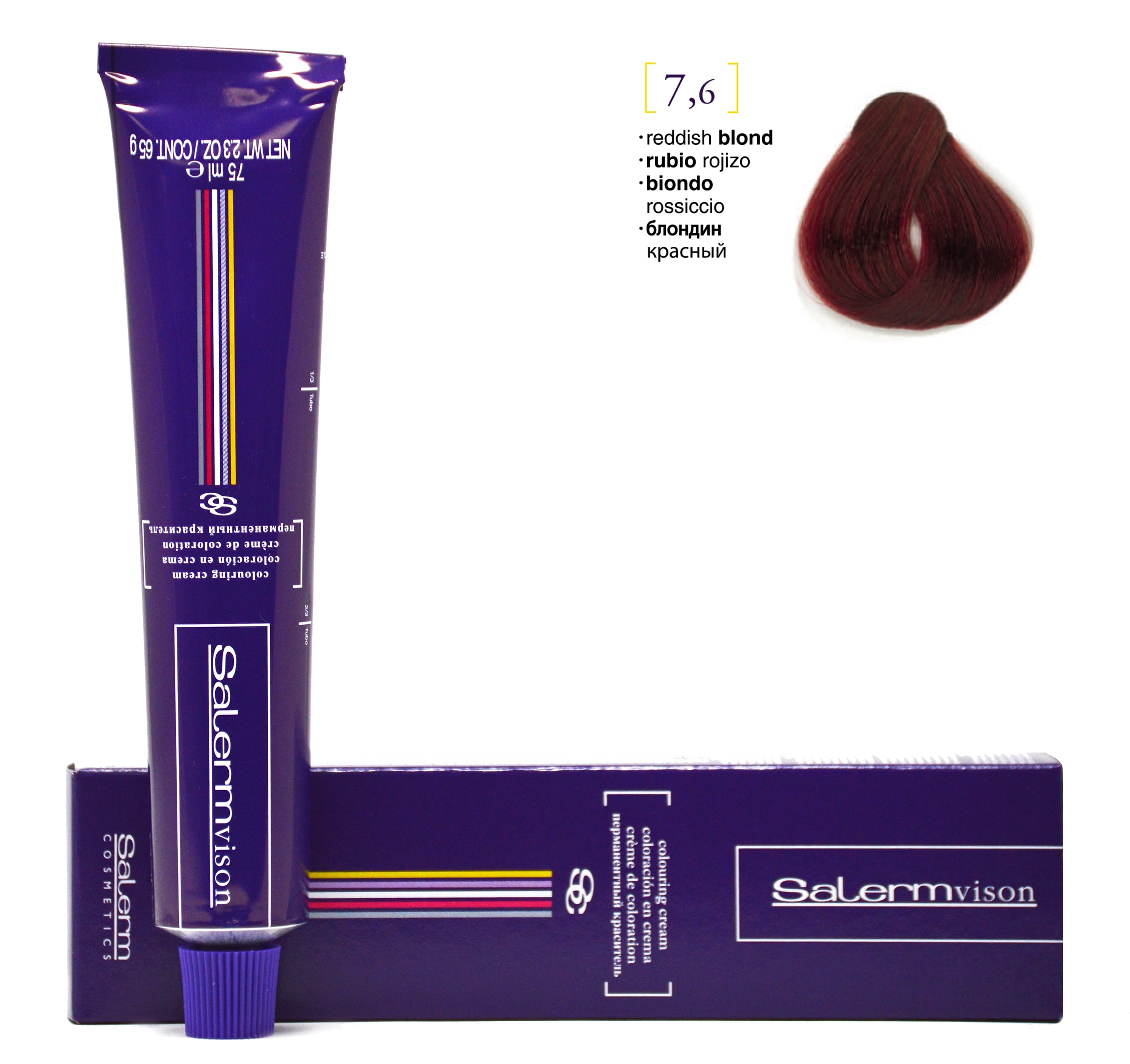 Salerm Vison Permanent Hair Color Cream, 2.3 oz, Shade 7.6 Reddish ...