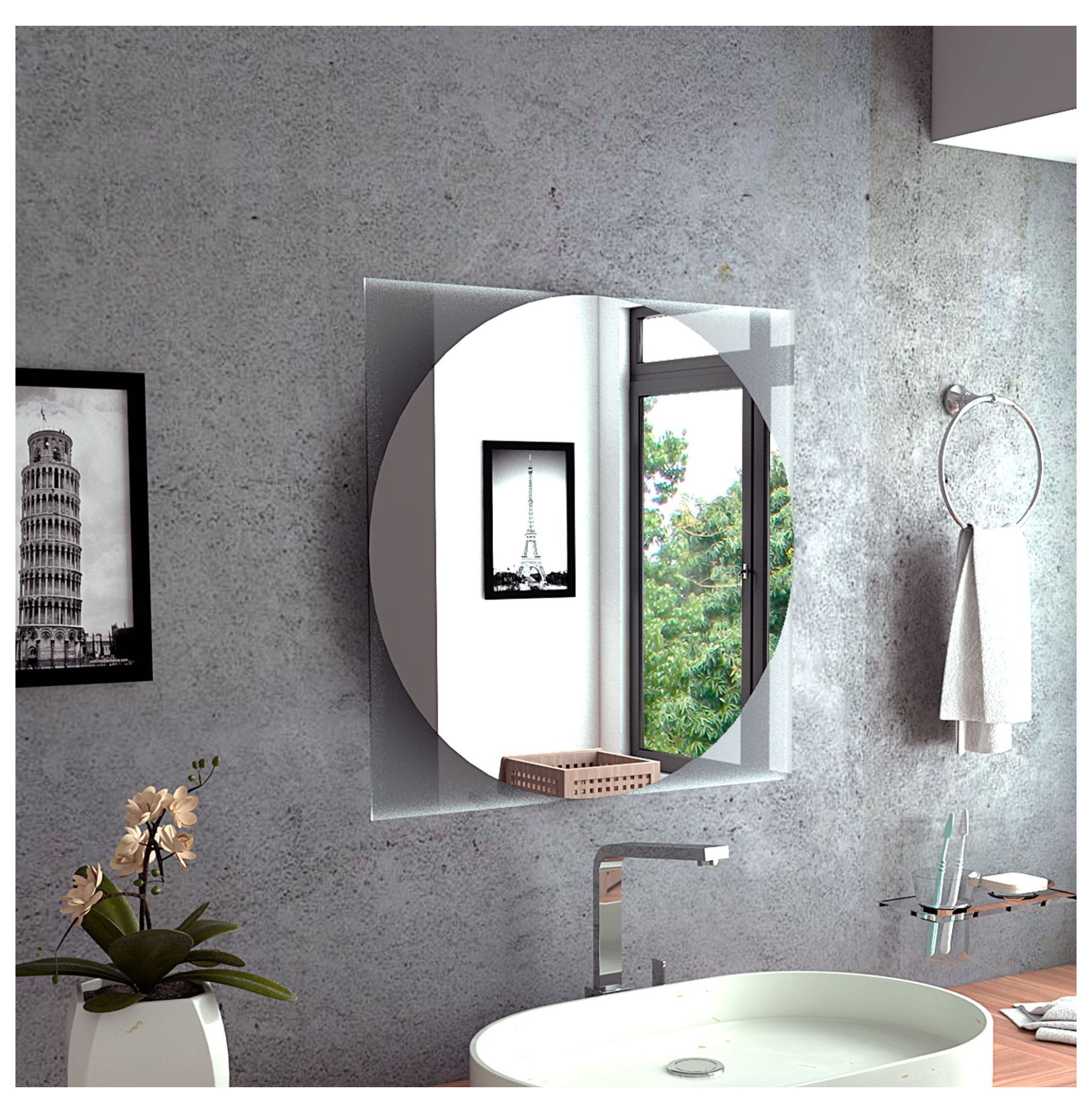 Salerno Mirror; Square Shape; Sandblasting Borders -Mirrored Glass as ...