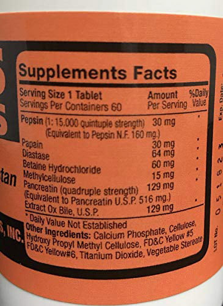 Sales Biliares (OX Bile) with Enzymatic Digestan 60 Tablets - Walmart.com