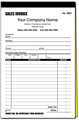Sales Invoice Personalized Duplicate Carbonless Form with Your Company ...