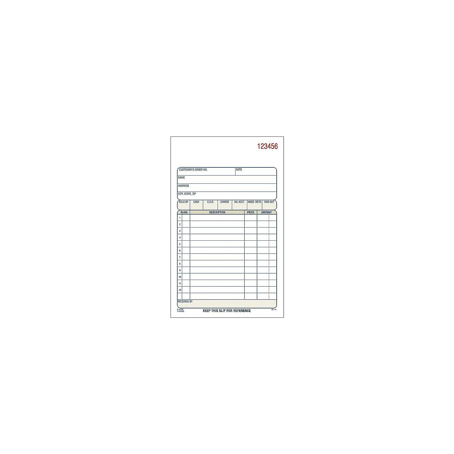 Adams 2-Part Carbonless Sales Order Books, 4.19" x 7.19", 50 Sets, 3 ...