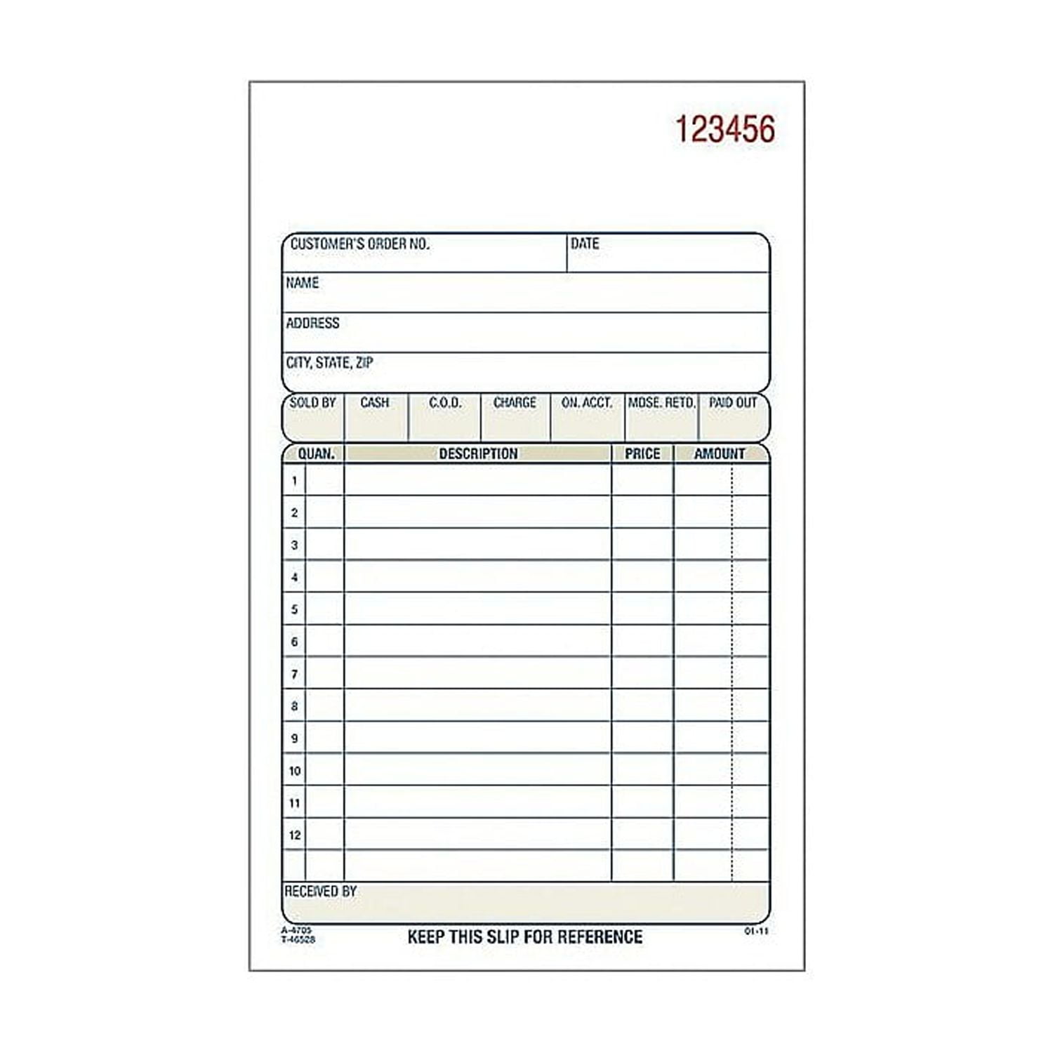Adams 2-Part Carbonless Sales Order Books, 4.19" x 7.19", 50 Sets, 3 ...