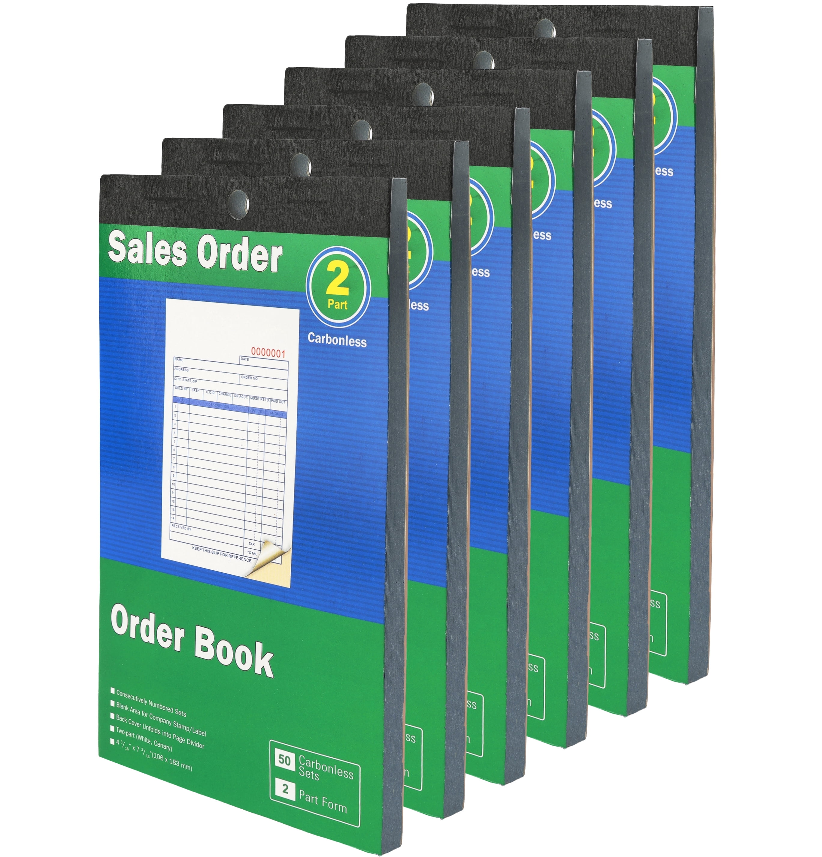 Sales Order Book, 2-Part Carbonless, White Canary, 6 Packs, 4x7 Inches ...