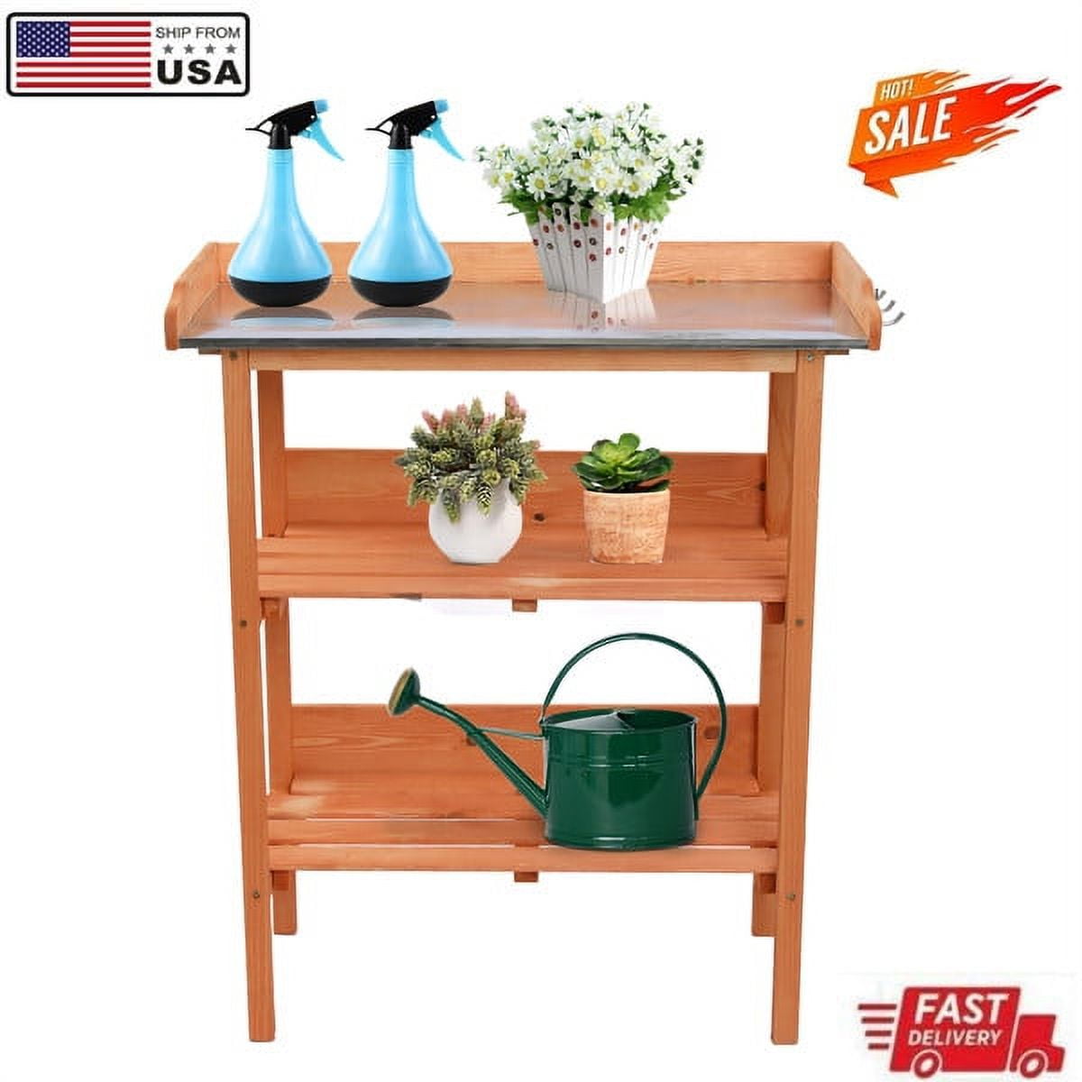 Sales Promotion! Wooden Garden Workbench,Three Layers Potting Bench ...