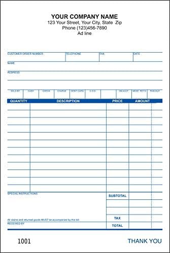 Sales Slip Invoice, 2 Copy (Duplicate), 5.5” x 8.5” - Personalized (500 ...