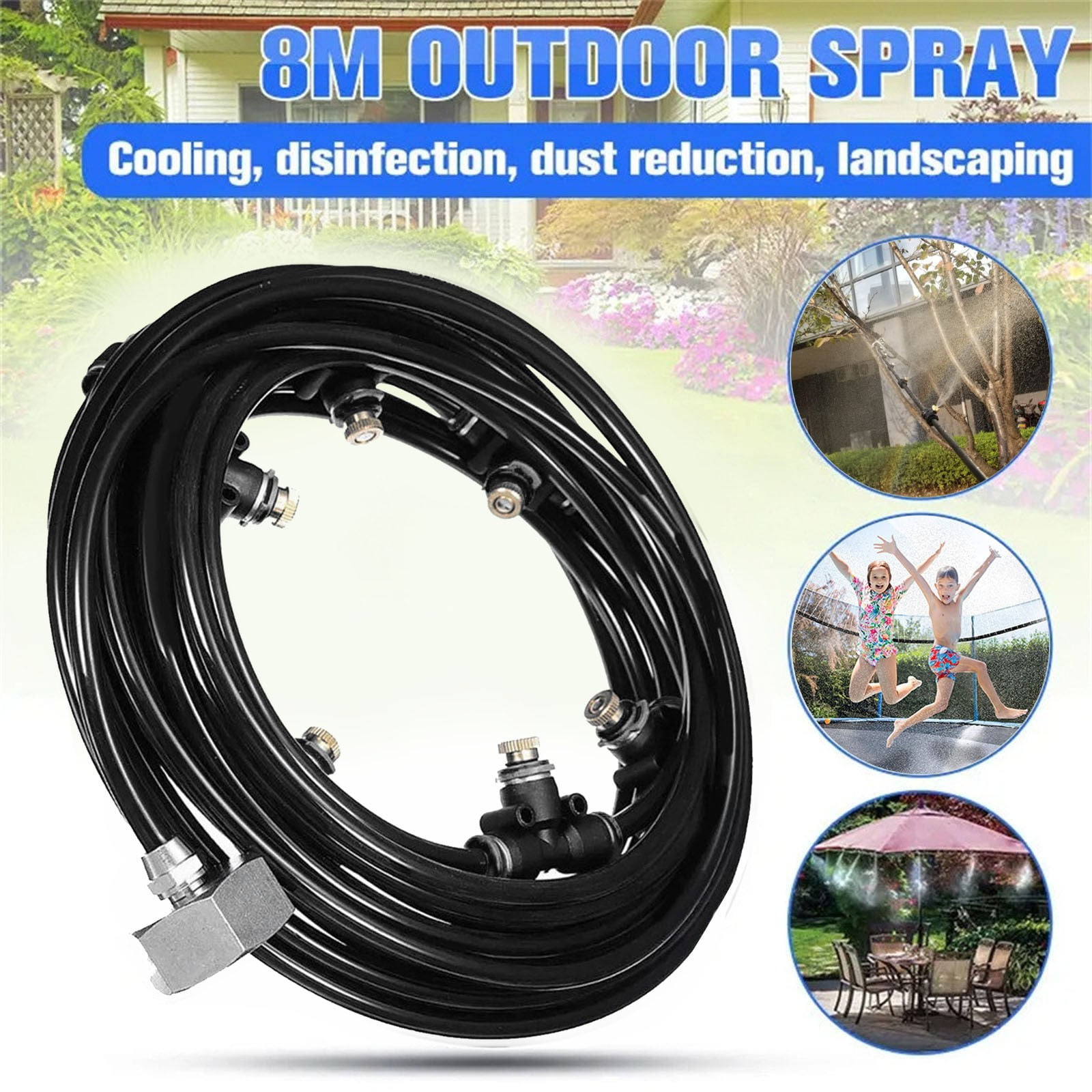 8M Outdoor Mist Cooling System, Water Sprinkler for Garden and Patio ...