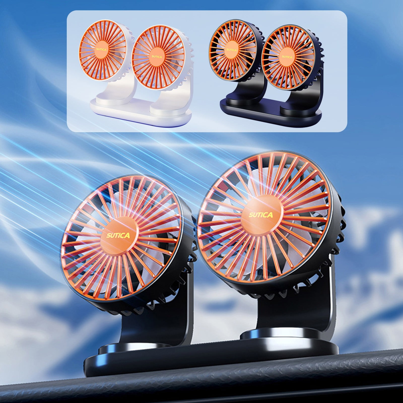 Sales Today Clearance! Car Mounted Dual Head Wireless Powerful Fan ...