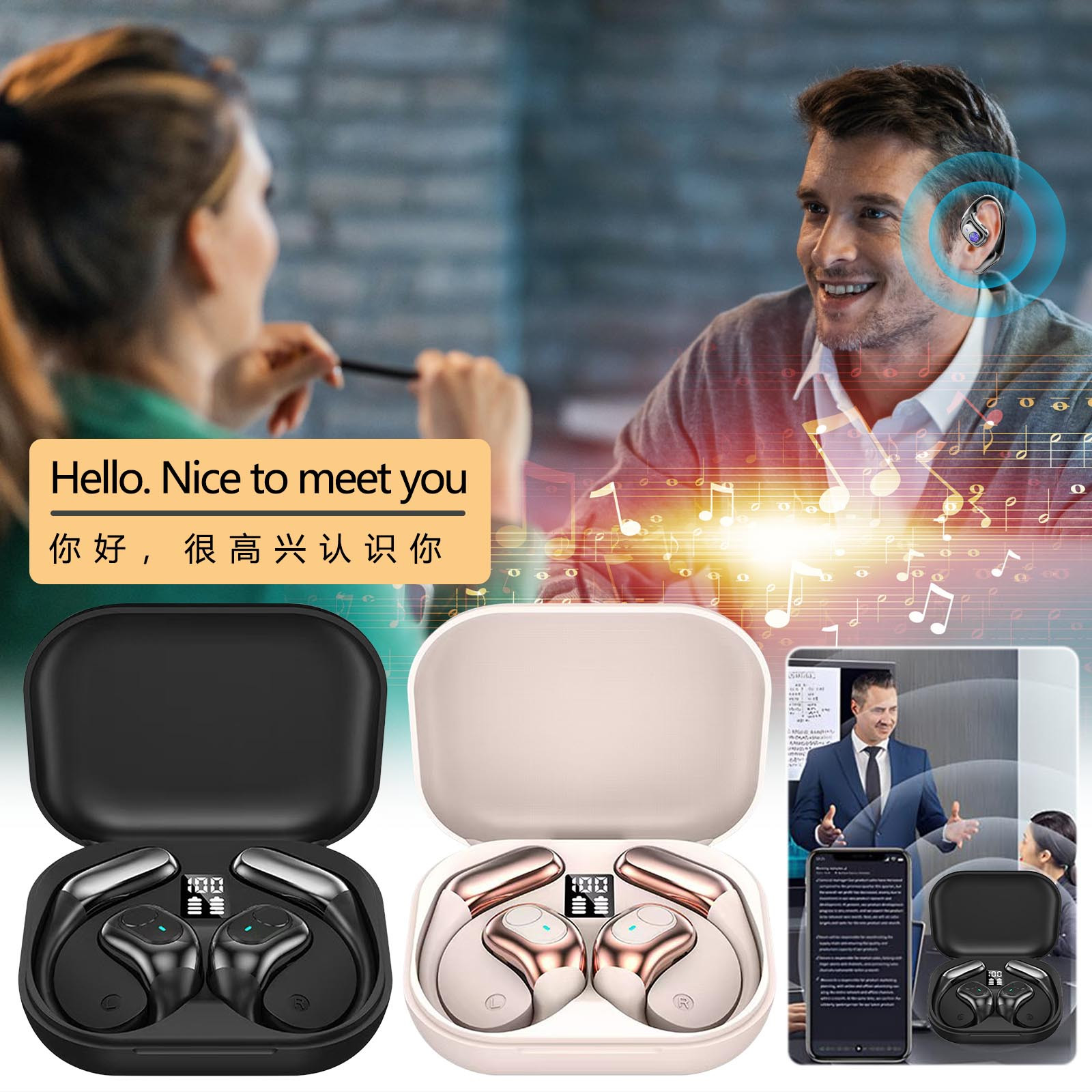 Sales Today Clearance! Conduction Bluetooth Headset Open Earphones Long ...
