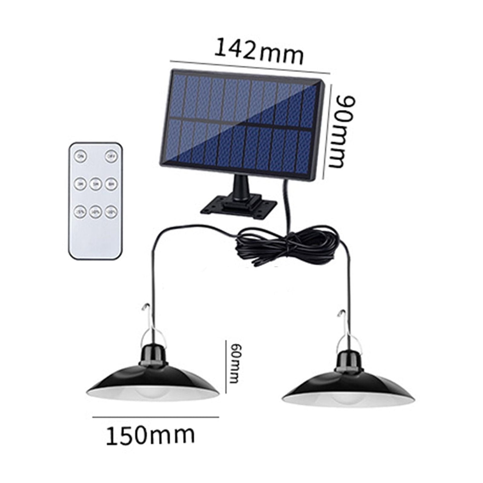 Double Heads Solar Pendant Light for Outdoor and Indoor Use, 60 LED ...