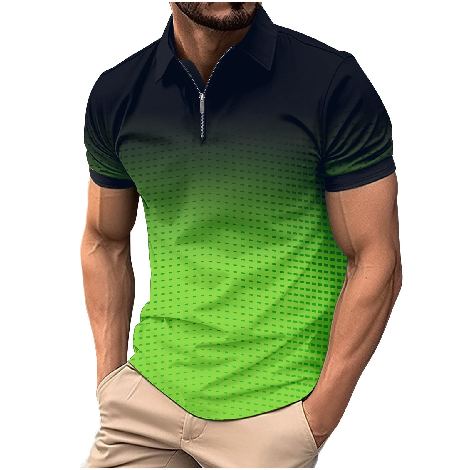Sales Today EAUFUM Mens Shirts Short Sleeve Collared Zip up Golf Shirts ...