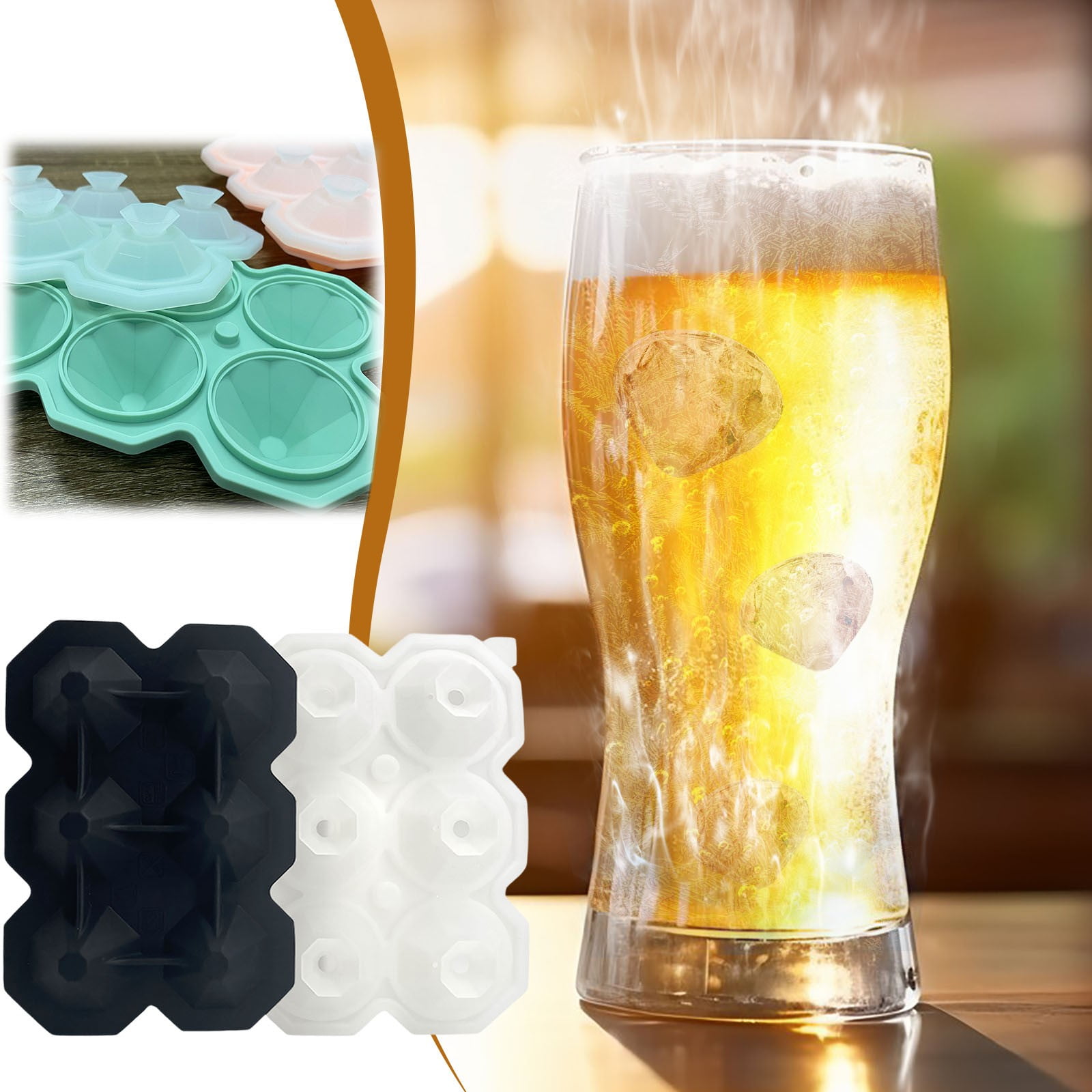 Sales Today Clearance! Four Connected Ice Tray Mould, 6-Hole Ice Cube Tray for DIY Ice Making ...