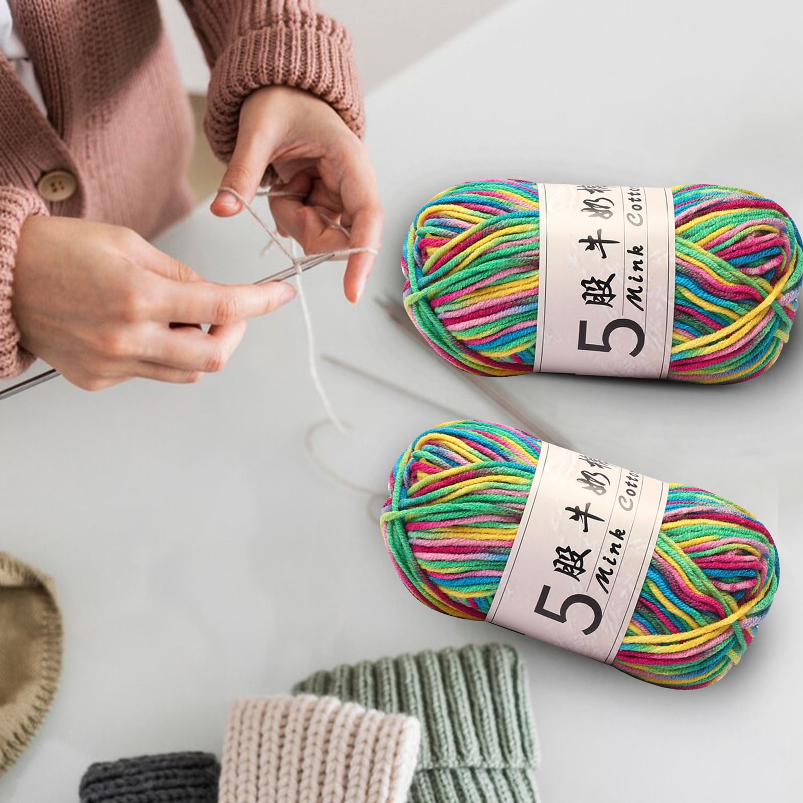 Sales Today Clearance! Gosuguu Five Strands Milk Cotton Gradient Yarn ...