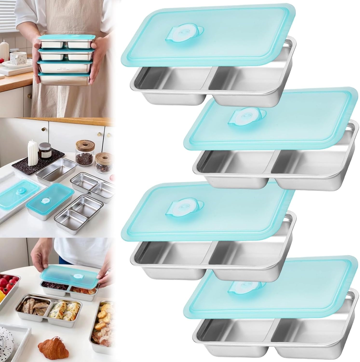 Sales Today Clearance! Gosuguu Stainless Steel Double Compartment Snack ...