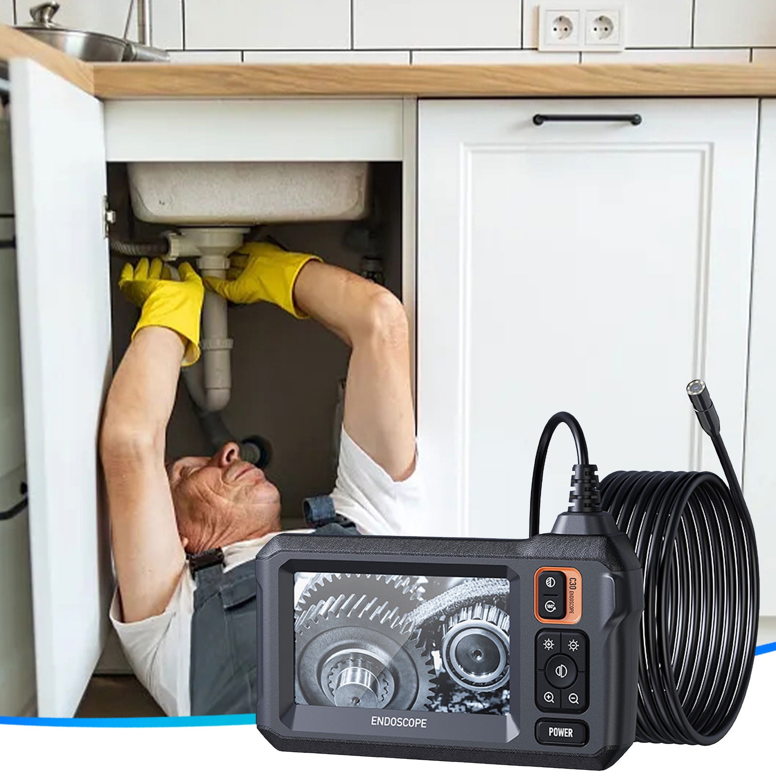 Sales Today Clearance! HD Duct Camera with Screen, 8mm Lens Auto Repair ...