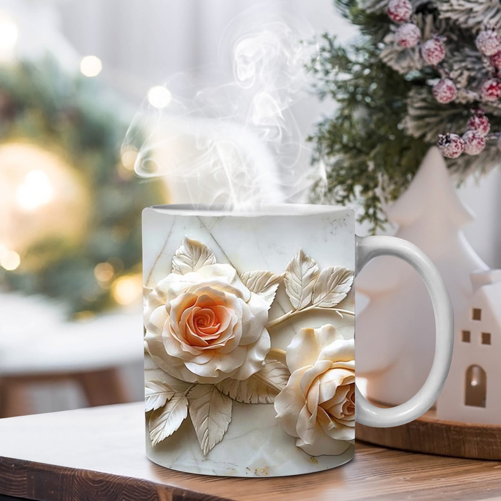 Sales Today Clearance! Nrmrqz Valentine's Day Mugs Rose Cups Flower ...