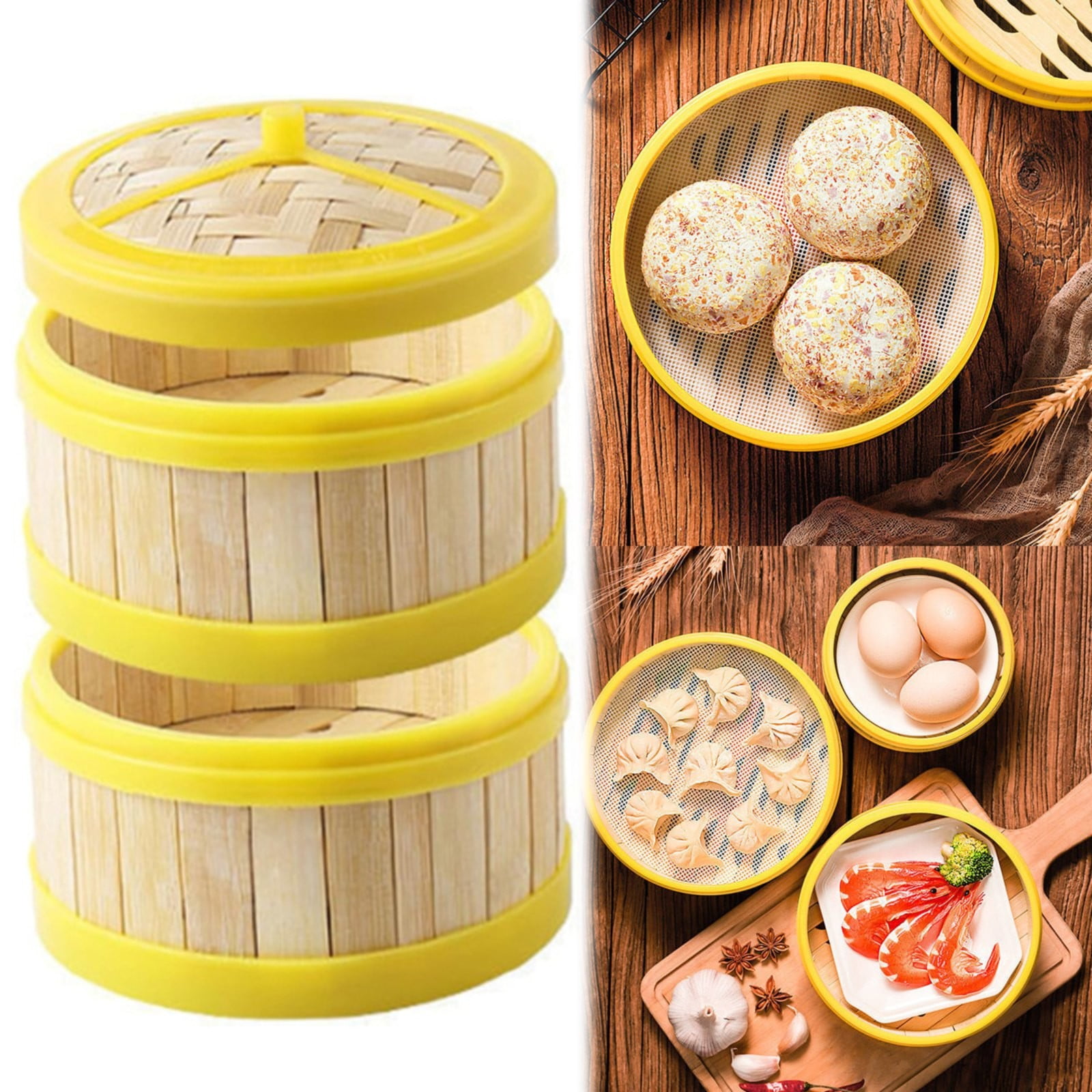 Sales Today!Kitchen Bamboo Food Steamer with Lid，100% Natural Bamboo ...