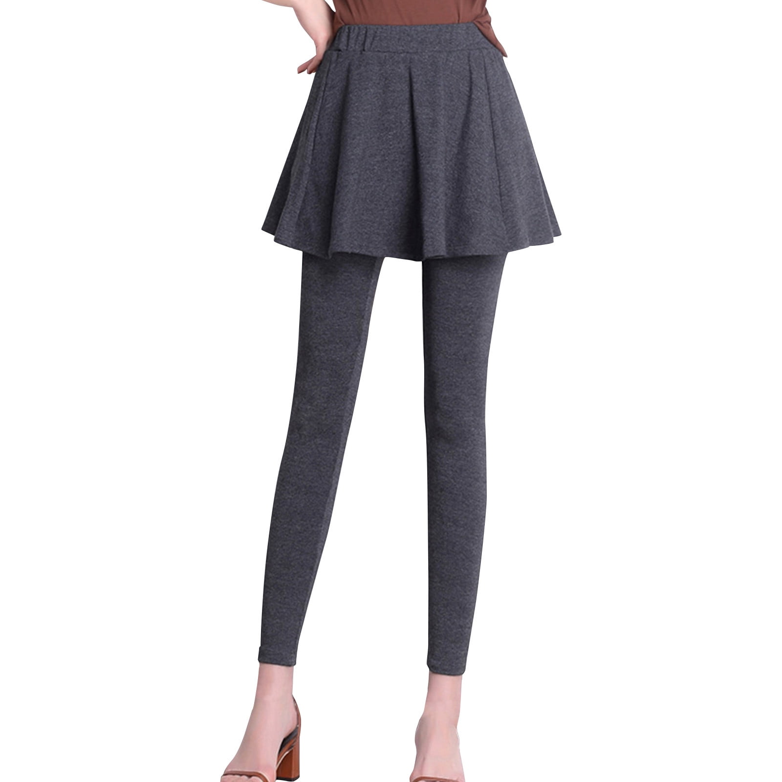 Sales Today UTSJKR Winter Warm Fleece Lined Skort Leggings High Waist ...