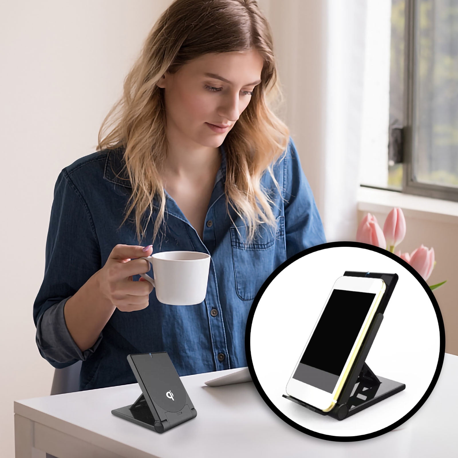 Saleteraj Q11 Folding Vertical Wireless Stand 5w Vertical Wireless ...