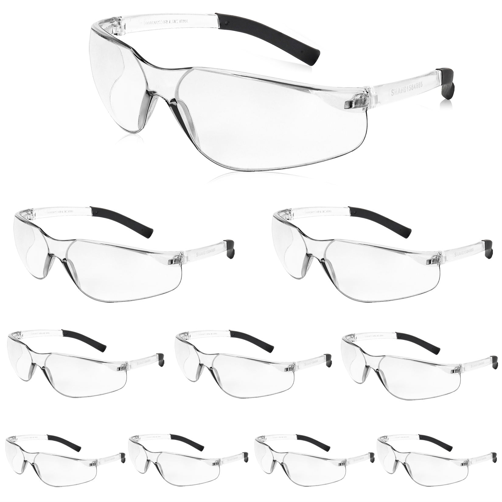 Glass Safety Glasses in Plastic Smoke Gray Safety Frame with Permanent ...