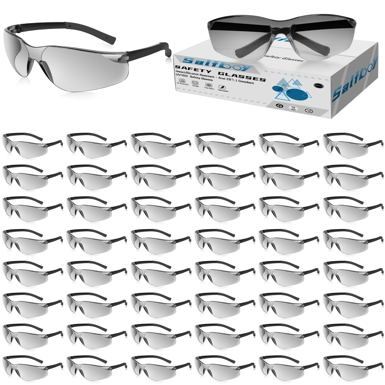 Free Shipping! Salfboy 50 Packs Safety Glasses ANSI Z87.1 Safety ...