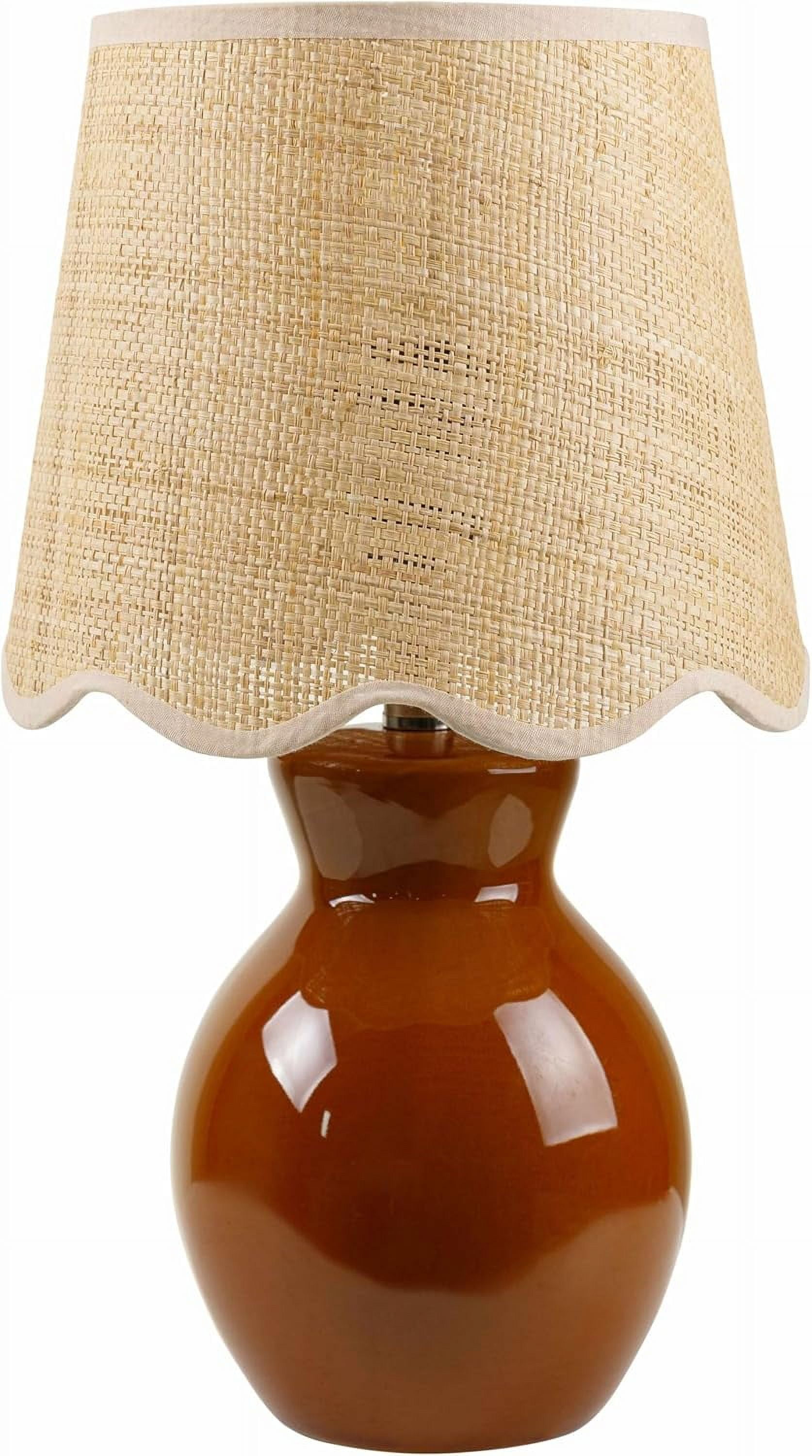 Salgareda Boho Ceramic and Jute Bedside Table Lamp for Bedroom ...