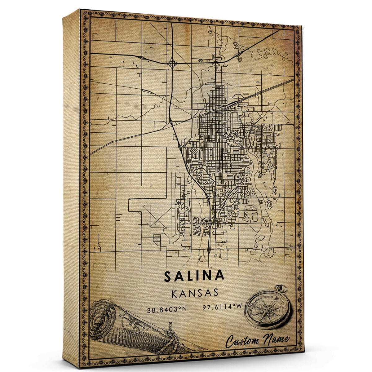 Salina Map Poster, Kansas Map Art Poster, Canvas, Salina Map City ...