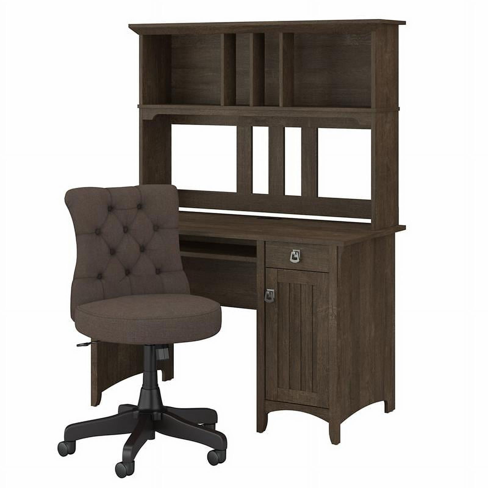 Salinas 48W Computer Desk with Hutch & Chair in Ash Brown - Engineered ...