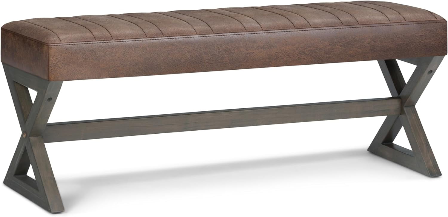 Salinger inch Wide Rectangle Ottoman Bench Distressed Chestnut Brown ...
