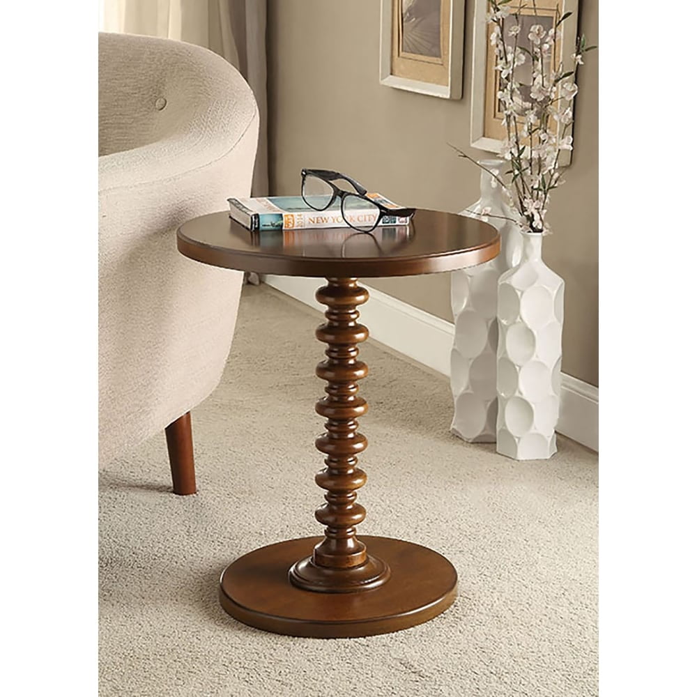 Salisa Round Wooden Side Table Walnut - Walmart.com