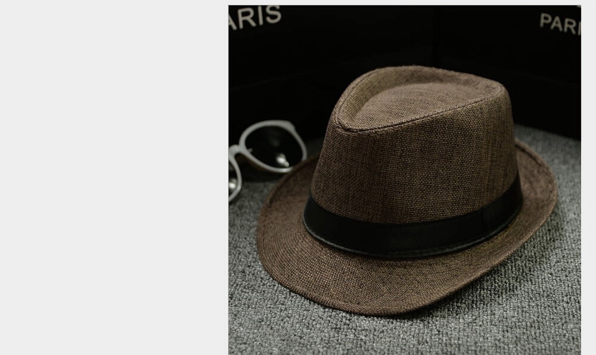 Sallenalee Unisex Summer Classic Fedora Hat Cotton Linen Vintage Wide ...