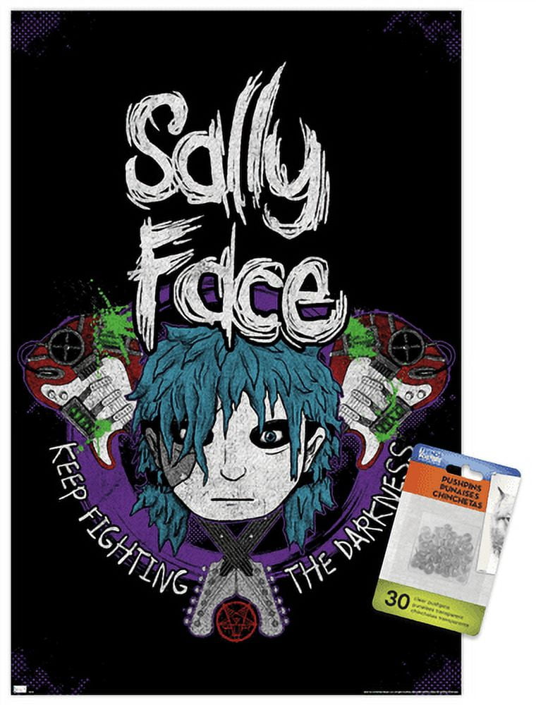 Sally Face - Crossed Guitars Wall Poster with Push Pins, 14.725" x 22. ...