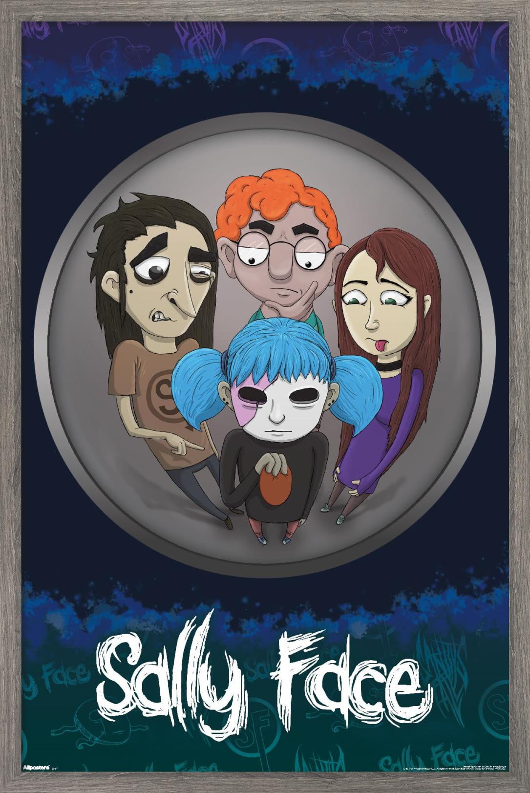 Sally Face - Fisheye Wall Poster, 22.375" x 34" Framed - Walmart.com