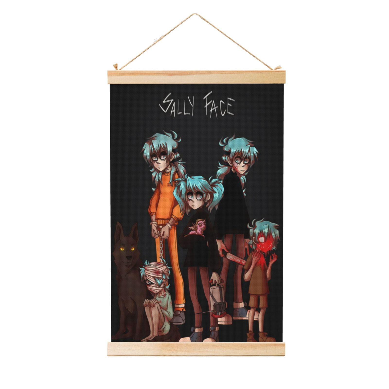 Sally Face Poster Canvas Wooden Shaft Hanging Poster Home Decor ...