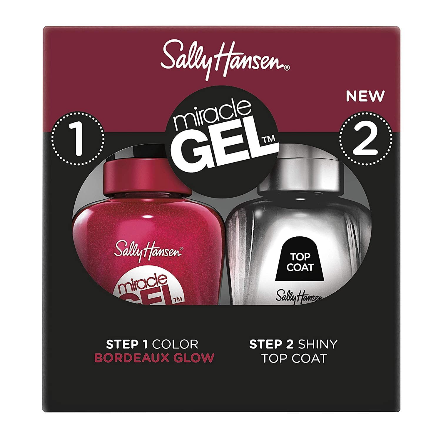 Sally Hansen Pro Salon Miracle Gel Nail Polish, Bordeaux Glow Duo Pack ...