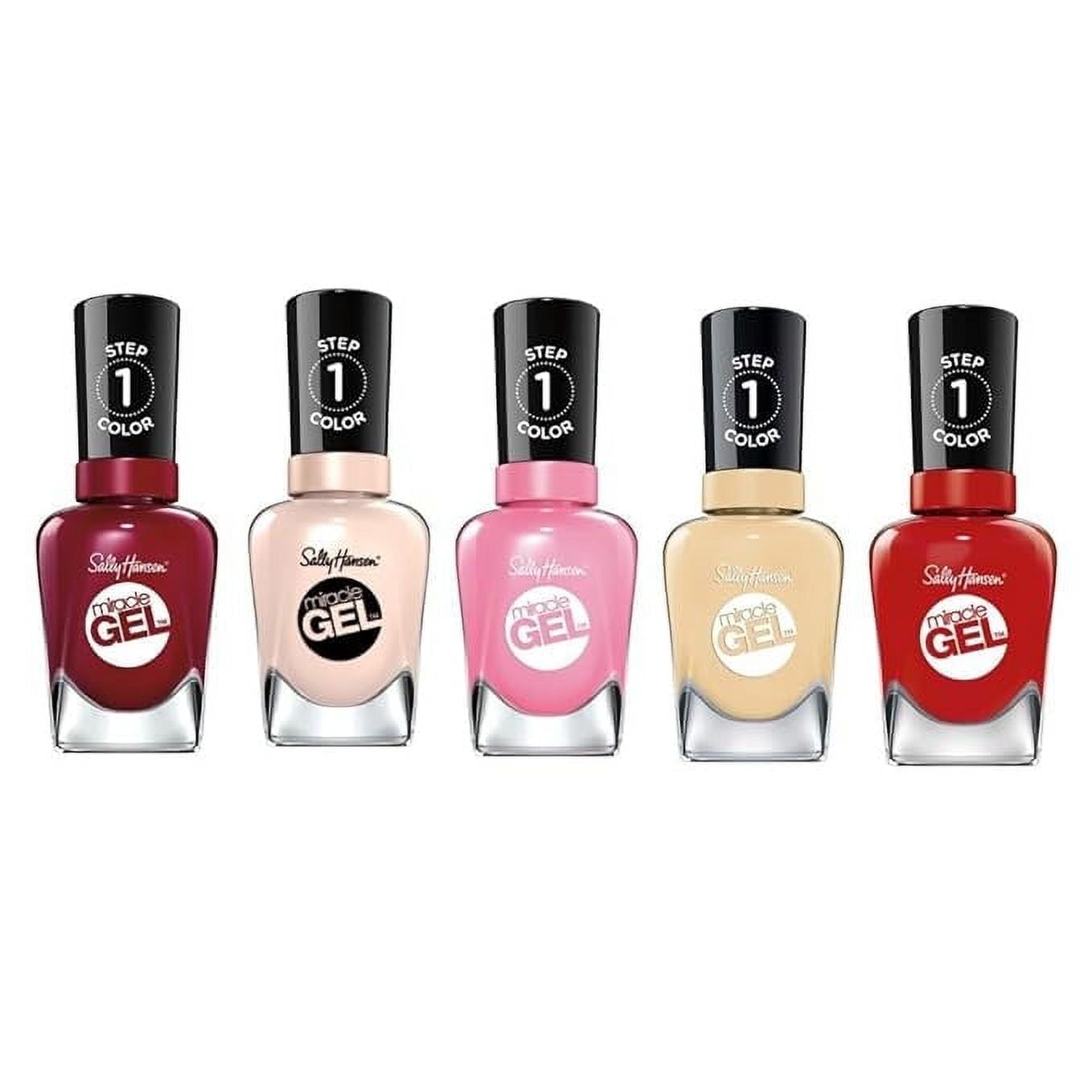 Sally Hansen Miracle Gel Nail Polish Set, 5-Pack, 0.5 fl oz Each ...
