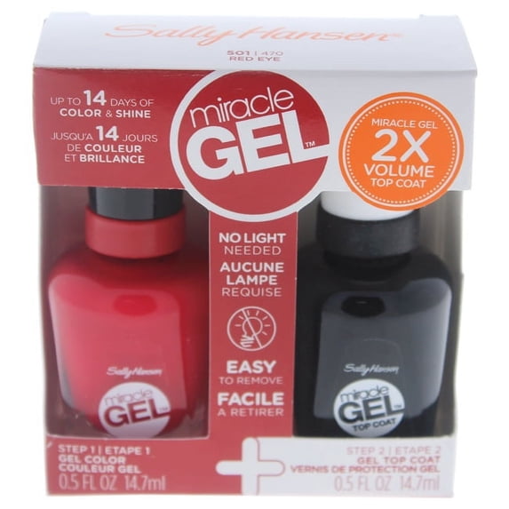 Sally Hansen Miracle Gel Nail Polish & Shiny Topcoat Duo, 1 oz, Red Eye ...