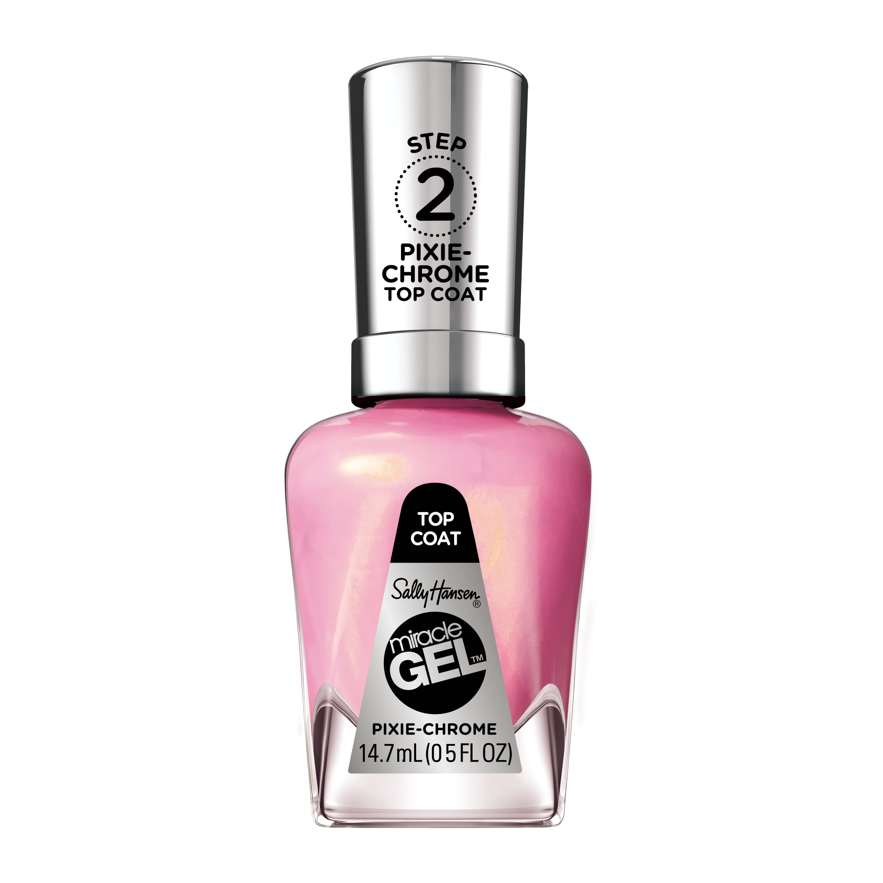 Sally Hansen Miracle Gel Top Coat Nail Polish, Pixie Chrome, 0.5 fl oz, No UV Lamp Needed ...