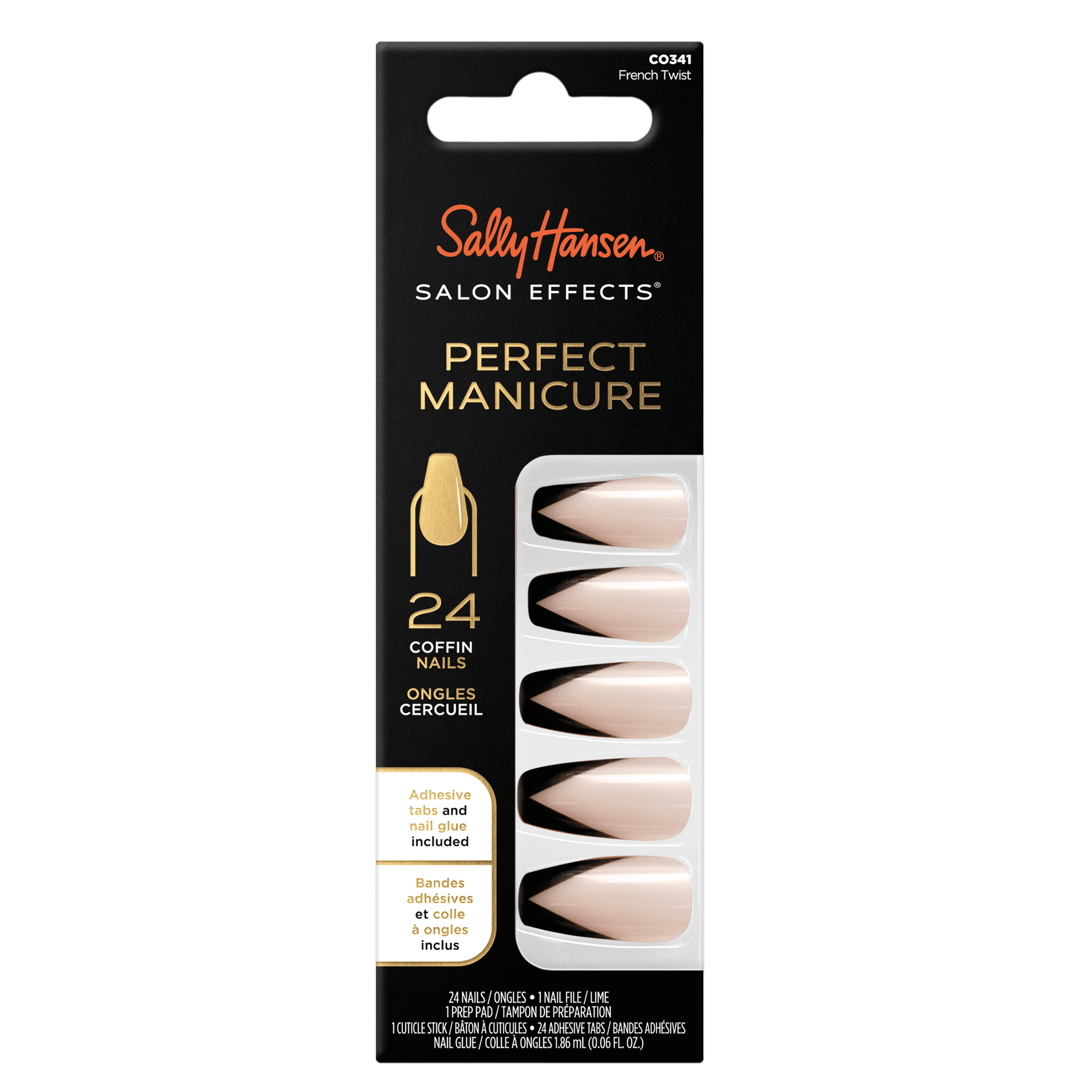 Sally Hansen Perfect Manicure Press On Nails, Coffin Shape, French ...