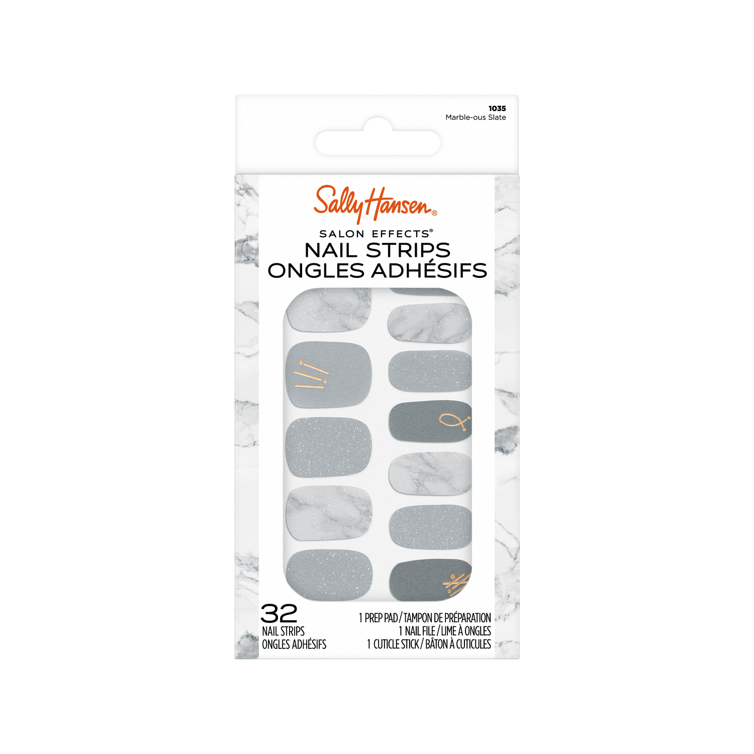 Sally Hansen Salon Effects Nail Strips, Marbeleous Slate, 32pcs ...