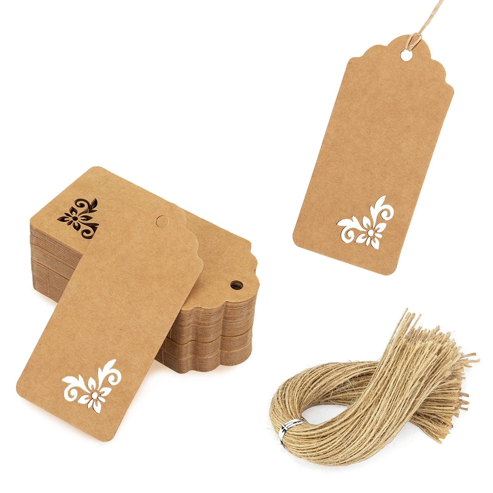 SallyFashion 100 PCS Gift BDF32 Tags, 2x4 inch Kraft Paper Hollow-Out ...
