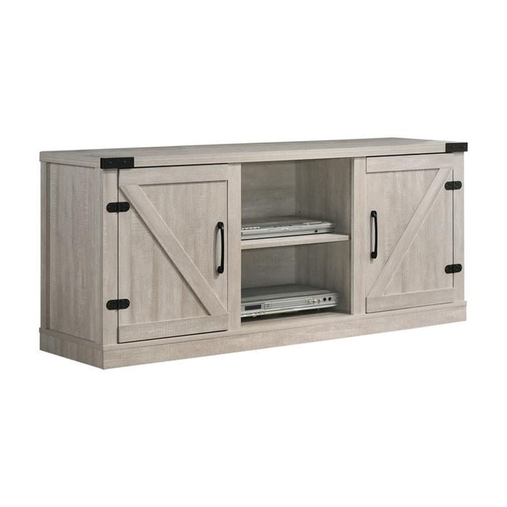 Salma Dusty Gray Wood Finish 58" Wide TV Stand with 2 Open Shelves 2 ...