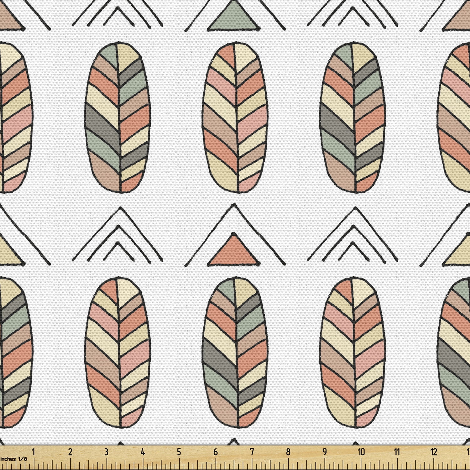 Ambesonne Salmon Fabric by the Yard Upholstery, Basic Hand Drawn Leaves ...