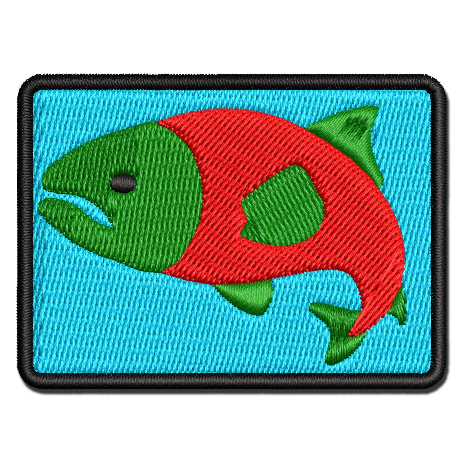 Salmon Fish Applique Multi-Color Embroidered Hook & Loop Patch - 3 Inch ...
